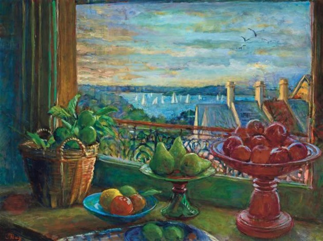 Still Life with Harbour View by Margaret Hannah Olley on artnet