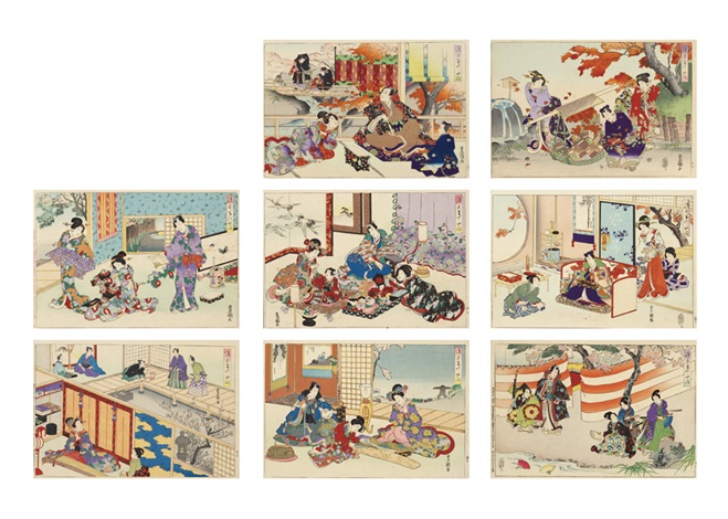 THE TALE OF GENJI, 54 chapter all 58 pictures by Utagawa Kunisada II (Kunimasa III) on artnet