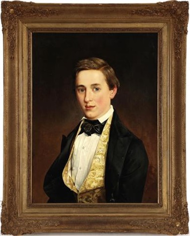 Portrait of Peter Andreas Löser dressed in a yellow brocade waistcoat ...