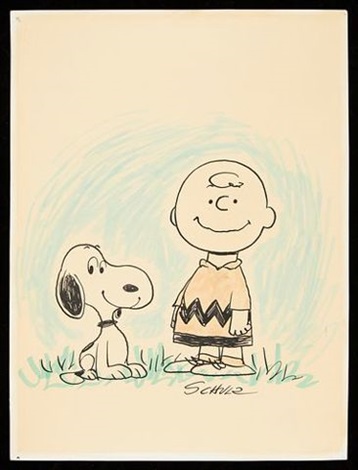 Charles Schulz Drawing of Charlie Brown Snoopy by Charles M. Schulz on ...