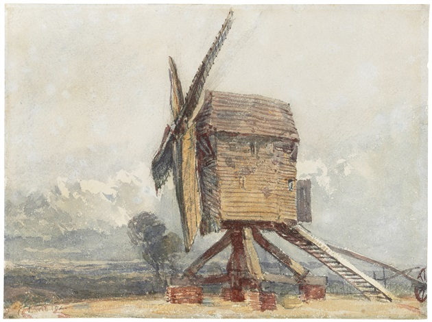 A windmill in a landscape by David Cox the Elder on artnet