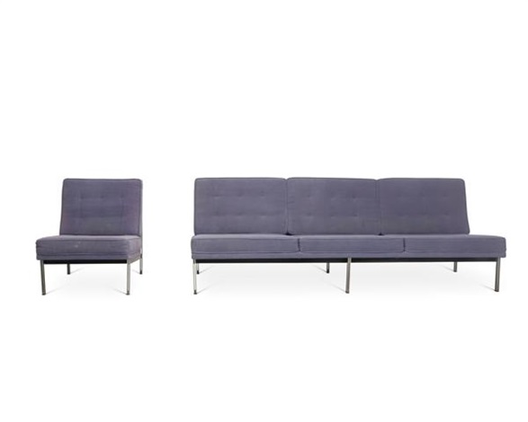 A Parallel Bar System sofa and slipper chair for Knoll, mid-20th ...