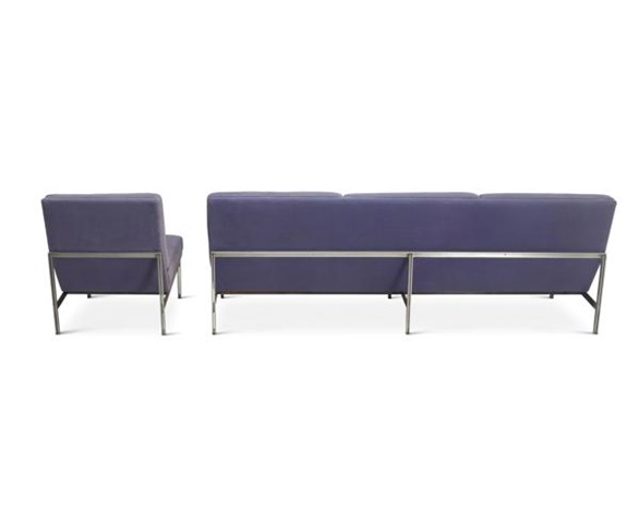 A Parallel Bar System sofa and slipper chair for Knoll, mid-20th ...