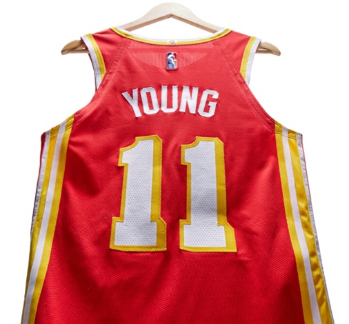 Trae Young Atlanta Hawks 2021-2022 Game Worn Icon Edition Jersey on artnet