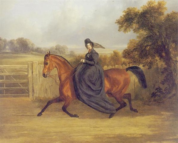 Portrait of Lady Cecilia Rushout on a horse near Sezincote by John ...