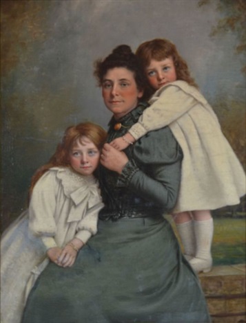 Portrait of Deborah Vernon Hackett and her two Daughters, Verna and ...