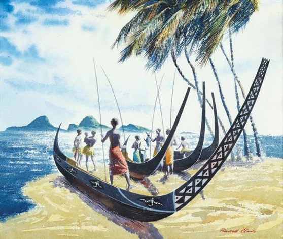 Canoes - Guadalcanal by Russell Clark on artnet
