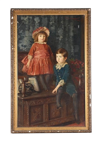 PORTRAIT OF GARTH WOOLFORD AND HIS SISTER by Frederick Samuel Beaumont ...