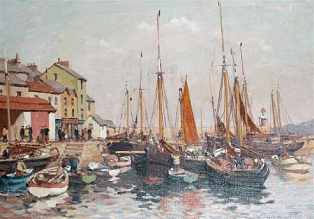Harbour scene by Gyrth Russell on artnet