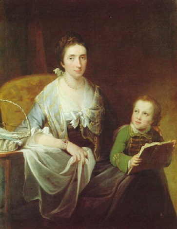 Portrait of Sarah Hallowell, Mrs. Samuel Vaughan with her son Richard ...