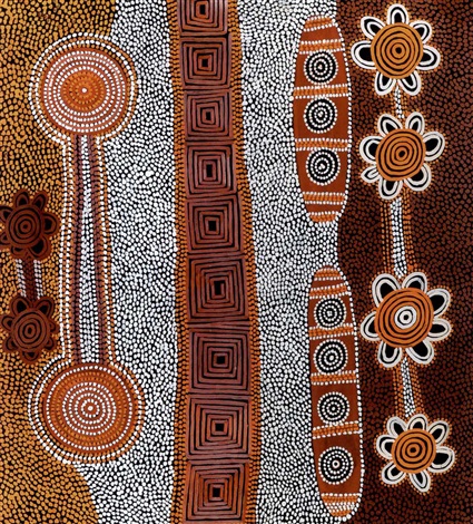 Mens corroboree dreaming in a cave by Anatjari Tjakamarra on artnet