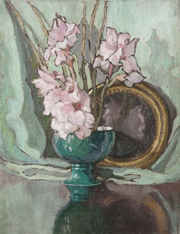 Still Life Study with Flowers in a Green Bowl by Georgina Moutray Kyle ...