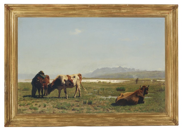 Cattle in a Lakeside Pasture by Albert Lugardon on artnet