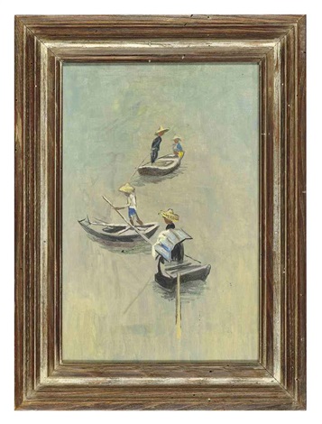 Four men, three boats by Leonid Berman on artnet