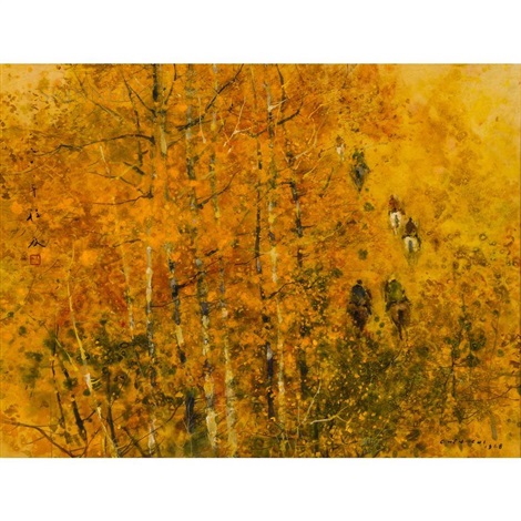 Riders in Central Park, Autumn by Chen Chi on artnet