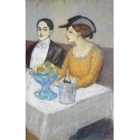 Homme et femme à table Angel Fernández de Soto et son amie by Pablo ...