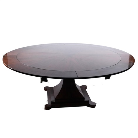 Holly Hunt sunburst finish circular dining table with curved extension ...