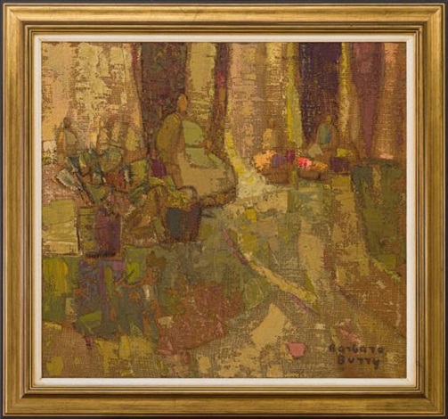 Abstract in Green and Ochre by Barbara Grace Burry on artnet