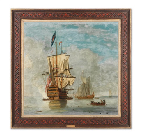 A Ship-of-the-Line, with an Admiral of the Fleet aboard, preparing to ...