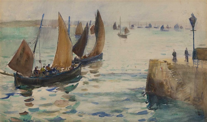Boats in a Harbor, 1903 by Richard Hayley Lever on artnet