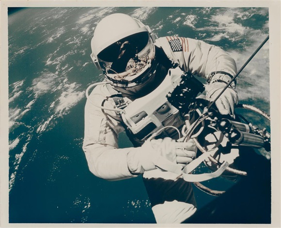 The first view of a human in space, taken during the first U.S ...