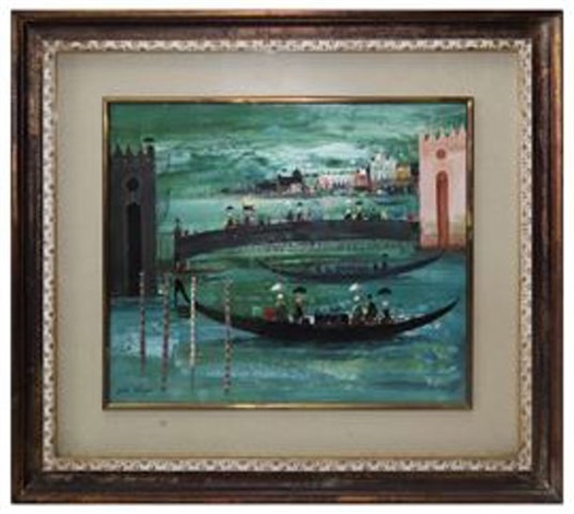 Venetian landscape with gondolas by Jean Calogero on artnet