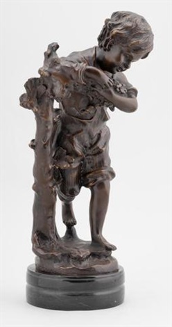 Boy Leaning on a Tree by Auguste Louis Mathurin Moreau on artnet