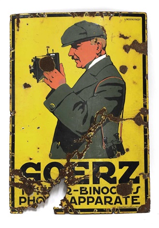 A rare German enamel advertising sign for Goerz, Triëder-Binocles Photo ...
