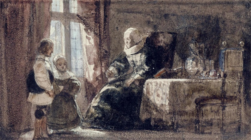 The Remonstrance An old woman admonishing two children by Richard ...