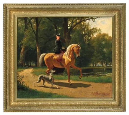 A Young Lady on Horseback by Emil Volkers on artnet