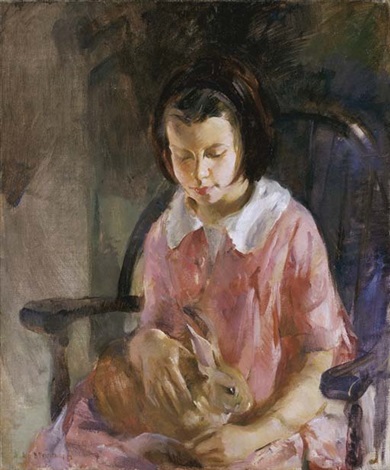 Girl with bunny by Alice Kent Stoddard on artnet