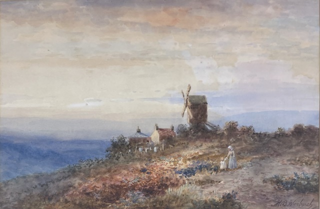 On the Downs, a panoramic landscape depicting a mother and child before ...