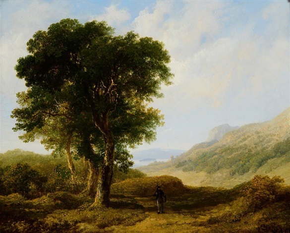 Landscape with a Figure on a Path, Lake in Distance by James Arthur O ...