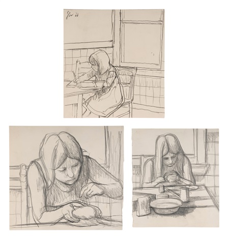 Ellen Writing, 1966, Becky Making a Doll, 1966, and Becky Sewing, 1966 ...