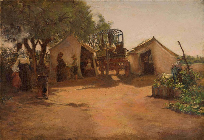 An Encampment with Wagon by Frans David Oerder on artnet