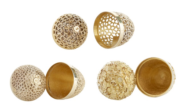 THREE STERLING SILVER SURPRISE EGGS by Stuart Devlin on artnet