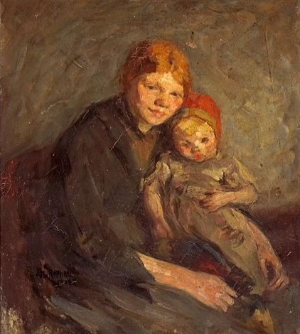 A portrait of two girls the artists daughters by Joseph Raphael on artnet