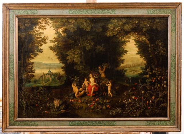 Allegory of Earth Ceres and the abundant harvest of autumn in a forest ...