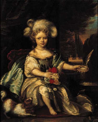 Portrait of Anna Catharina van Heemskerck when young, seated by a ...