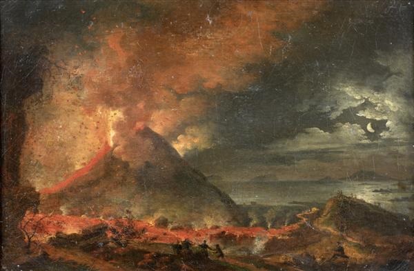 Vue du Vésuve en éruption au clair de lune by Pierre Jacques Volaire on ...