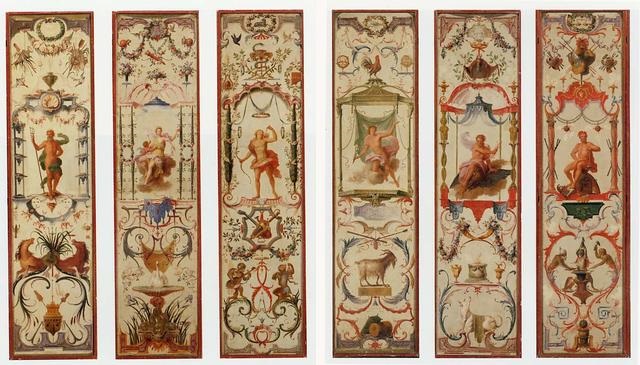 Arabesques and singeries surrounding figures of the gods Allegories of ...