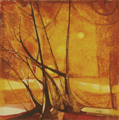 Sun, moon and trees by Suad Al-Attar on artnet