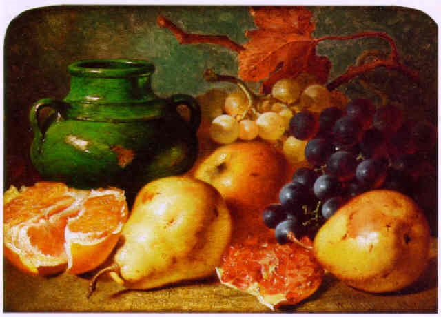 Still life with fruit and a green jar by William Duffield on artnet