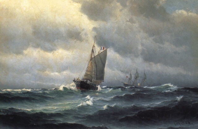 Marine med fransk og dansk fiskekutter by Vilhelm Victor Bille on artnet