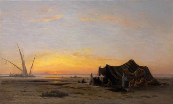 Campement au bord du nil by Auguste Louis Veillon on artnet
