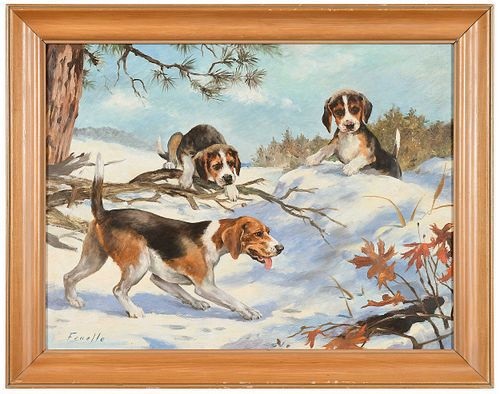 Going to Ground, Beagle puppies in a snowy landscape by Stanford ...