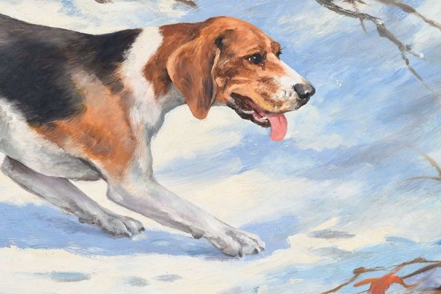 Going to Ground, Beagle puppies in a snowy landscape by Stanford ...