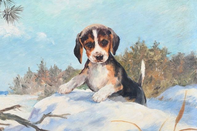 Going to Ground, Beagle puppies in a snowy landscape by Stanford ...
