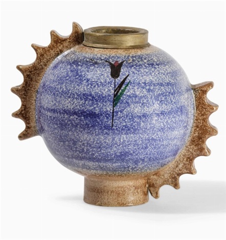A futuristic spherical ceramic vase with asymmetrical handles by ...