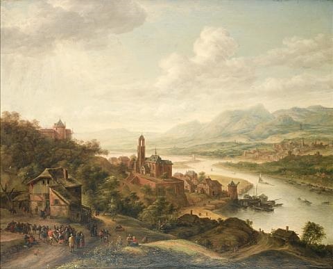 A Rhenish river landscape with figures by Robert Griffier on artnet